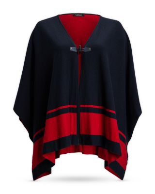 Ralph Lauren Plus Intarsia Knit Two Tone Poncho | Bloomingdale's