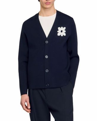 Sandro Flower Patch Regular Fit Cardigan | Bloomingdale's
