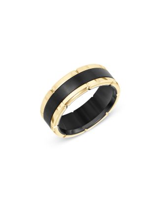 Bloomingdale's Fine Collection Men's Band with a Link Edge in Black ...