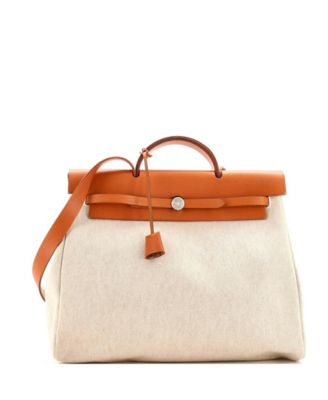 Pre-owned Pre-owned Hermes Hermes Mm Herbag Toile And Leather | ModeSens