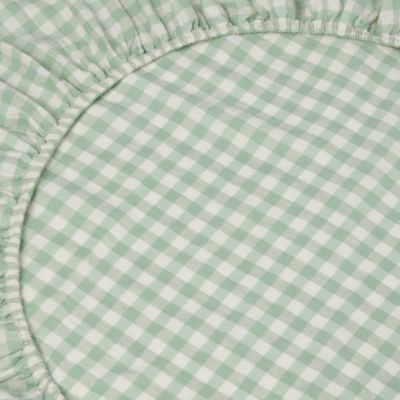 Click here for Piglet in Bed Gingham Linen Blend Fitted Sheet  Ki... prices