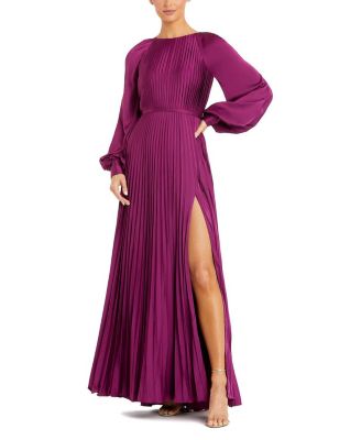 Click here for Mac Duggal Pleated High Neck Raglan Long Sleeve Si... prices