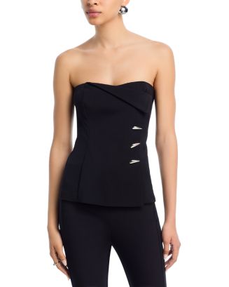 AQUA Strapless Sculptural Button Top - Exclusive | Bloomingdale's Women