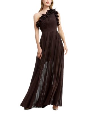 Click here for Dress the Population Vida Asymmetric Pleated Gown prices