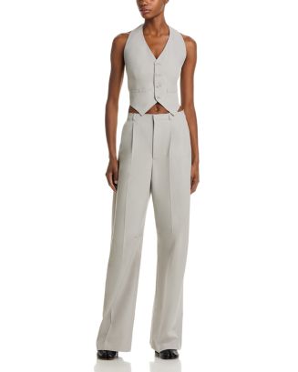 MM6 Maison Margiela Open Back V Neck Vest & Pleated Straight Leg Pants ...