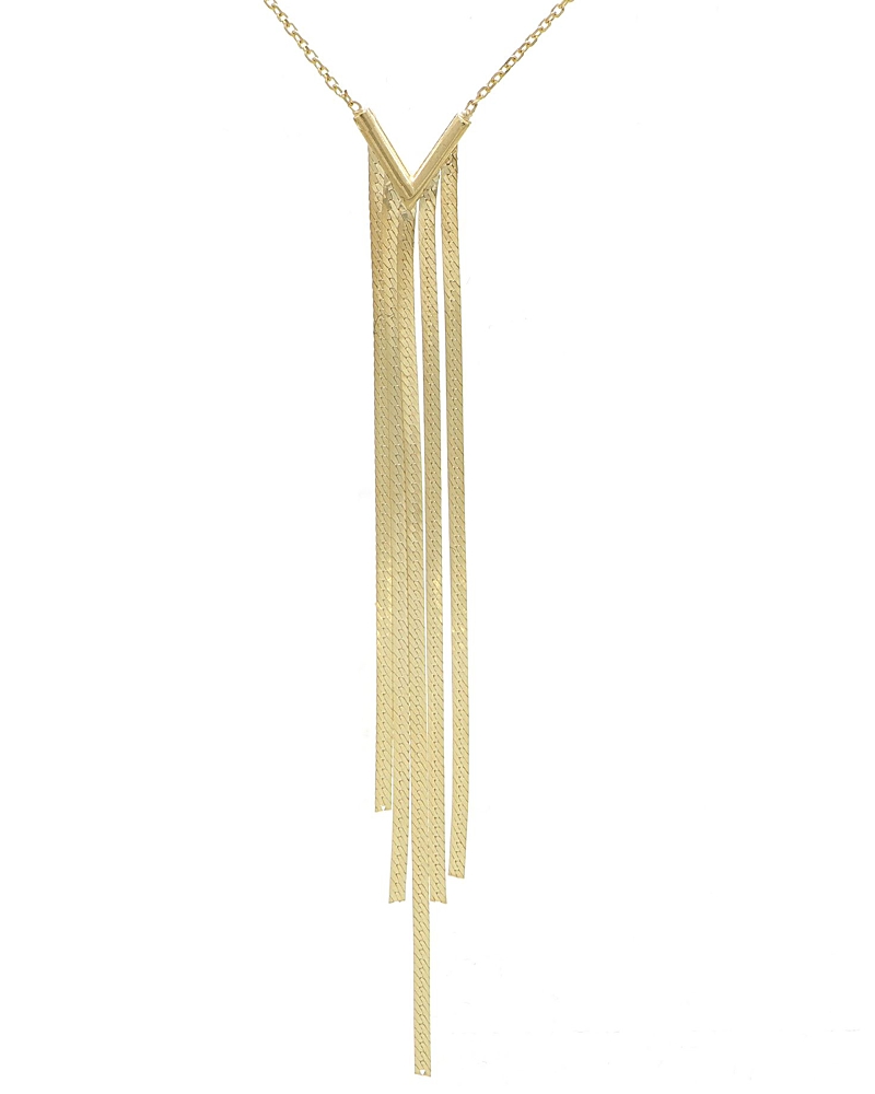 Click here for Bloomingdales Herringbone Fringe V Necklace in 14K... prices