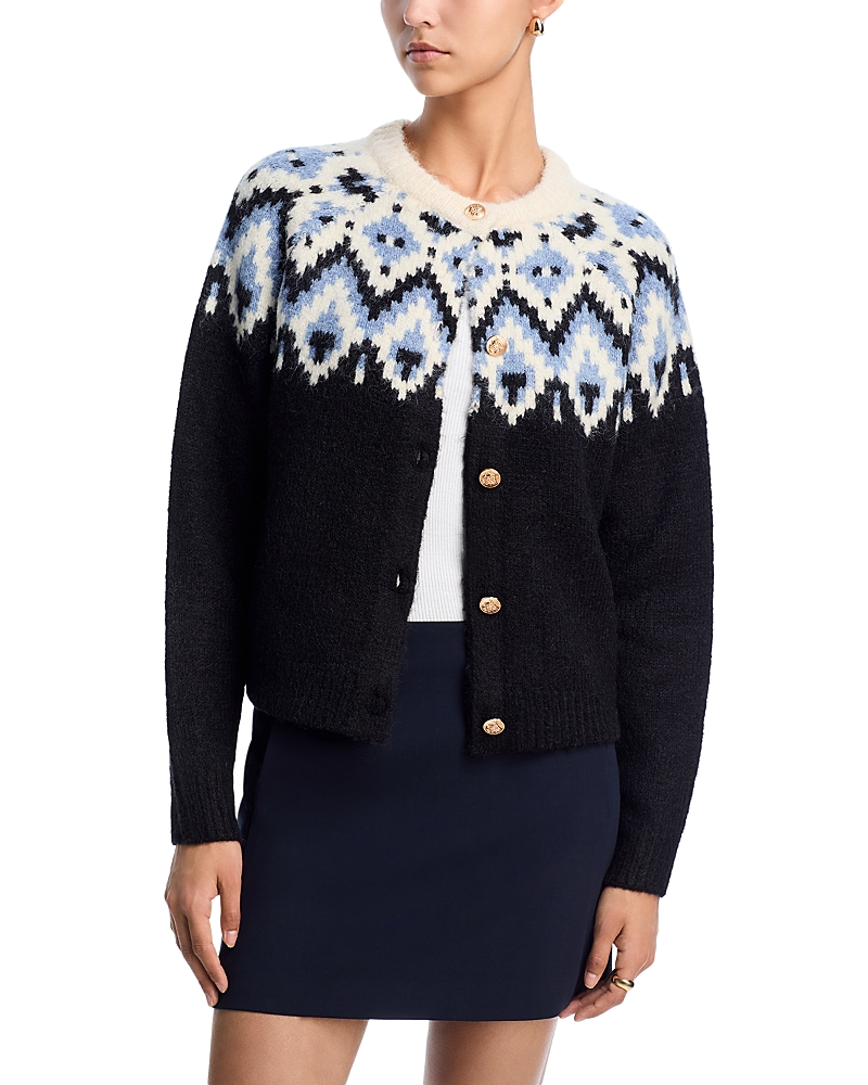 Click here for Aqua Fair Isle Crewneck Cardigan - Exclusive prices