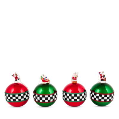 Click here for MacKenzie-Childs Check It Out Santa Glass Ball Orn... prices