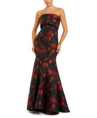 Click here for Mac Duggal Strapless Floral Brocade Mermaid Gown prices