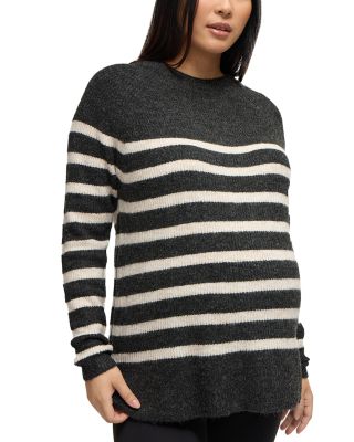 Click here for Ingrid + Isabel Mock Neck Striped Sweater - Grey/i... prices