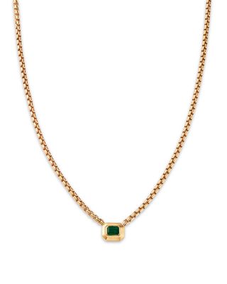 Zoe Chicco 14K Yellow Gold Emerald Gemstones Emerald Solitaire Pendant Necklace  16-18