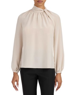 Click here for Santorelli Dakota Silk Mock Neck Blouse with Long... prices
