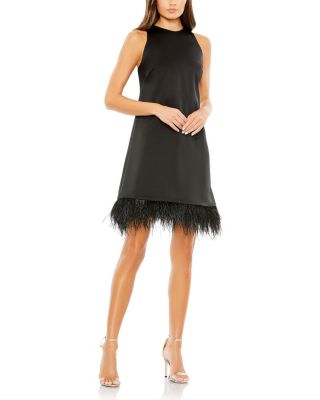 Click here for Mac Duggal Feathered Hem High Neck Sleeveless A Li... prices