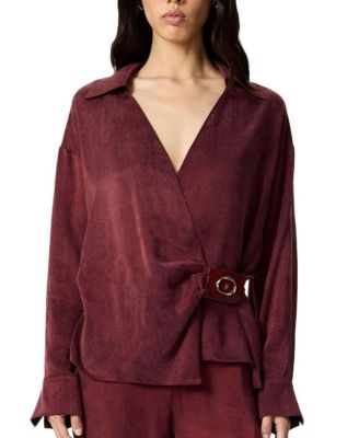 Click here for Nocturne Logo Buckle Wrap Blouse prices