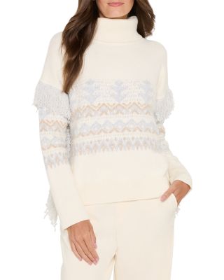 Click here for Nic+Zoe Fringe Trim Turtleneck Sweater prices