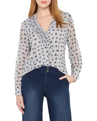 Click here for Nic+Zoe Dotty Squares Ruffle Top prices