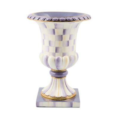 Click here for MacKenzie-Childs Violet Check Tabletop Pedestal Ur... prices