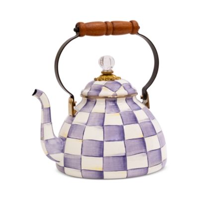 Click here for MacKenzie-Childs Violet Check 3 Quart Tea Kettle prices