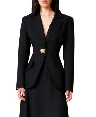 Click here for Nocturne Gold Accent Padded Shoulder Jacket prices