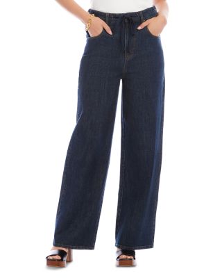 Click here for Karen Kane Denim High Rise Drawstring Wide-Leg Jea... prices