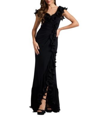 Click here for Tadashi Shoji Leandra Cascading Ruffle Gown prices