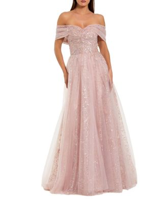 Click here for Mac Duggal Embroidered Tulle Off The Shoulder Ball... prices