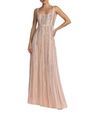 Click here for Mac Duggal Embellished A-Line Gown with Striped De... prices