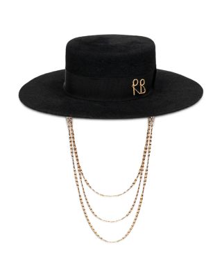 Click here for Ruslan Baginskiy Monogram Embellished Canotier Hat prices