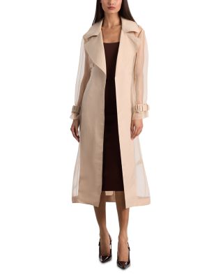 Click here for Alice and Olivia Silvia Sheer Mixed Media Trench C... prices
