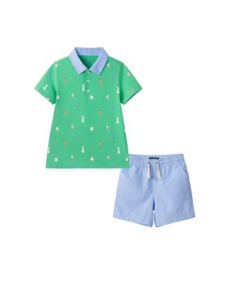 Click here for Andy & Evan Boys Bunny Toss Knit Polo & Short Set... prices