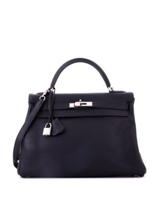 Click here for Pre-Owned HERMES Kelly 32 Handbag Black Togo with... prices