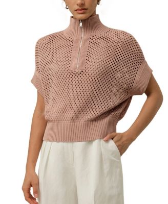 Click here for Lilysilk Toscana Pointelle Knit Half-Zip Sweater prices