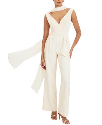 Click here for Miss Circle Harper Ruched V-Neck Jumpsuit with Sca... prices