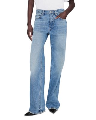 Click here for Anine Bing Mid Rise Wide Jeans in Baltic Blue prices