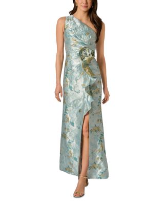 Click here for Adrianna Papell Metallic Jacquard One Shoulder Gow... prices