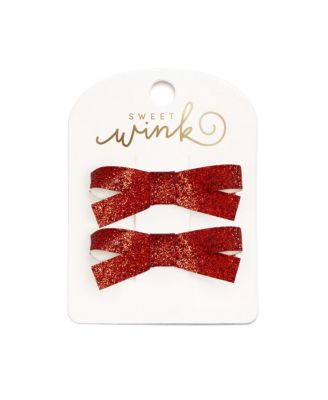 Click here for Sweet Wink Girls Red Glitter Bow Clip Set - Little... prices