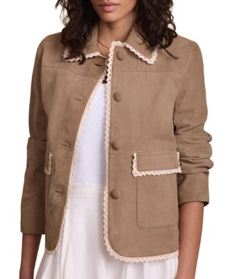Click here for Mint Velvet Womens Suede Crochet Trim Jacket prices