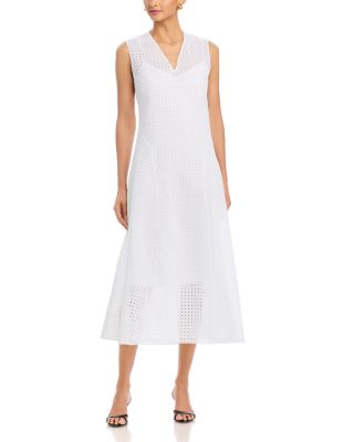Click here for Theory Eyelet Embroidered Midi Dress prices