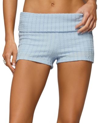 Click here for Edikted Iyara Textured Knit Foldover Micro Shorts prices