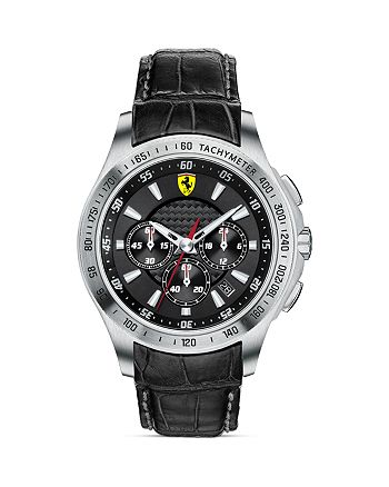 Scuderia Ferrari Scuderia Leather Strap Watch, 44mm | Bloomingdale's