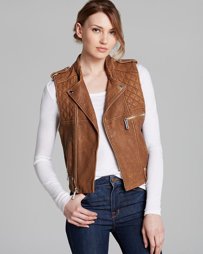 MICHAEL Michael Kors Vest - Leather Moto | Bloomingdale's