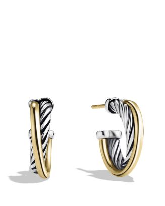 David Yurman Crossover Extra Small Hoop Earrings with Gold | Bloomingdale's
