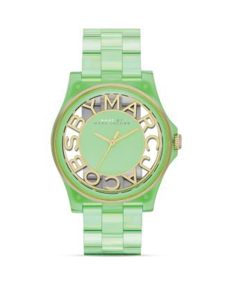 MARC JACOBS MARC BY Henry Skeleton Ombre Fluoro Mint Watch, 41mm ...