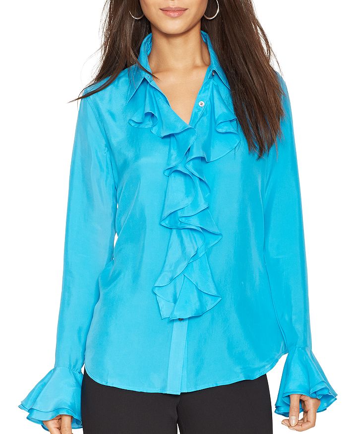 Ralph Lauren Ruffle Silk Blouse | Bloomingdale's