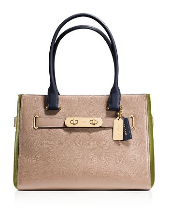 COACH Swagger Carryall in Colorblock Pebble Leather | Bloomingdale's