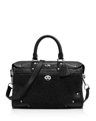 COACH Rhyder Satchel in Shearling | Bloomingdale's Handbags