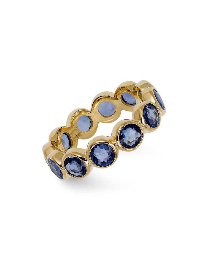 Temple St. Clair 18K Yellow Gold Rose Cut Blue Sapphire Eternity Ring ...