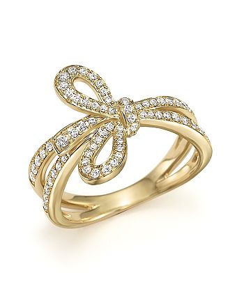 Bloomingdale's Diamond Bow Ring in 14K Yellow Gold, .45 ct. t.w. - 100% ...