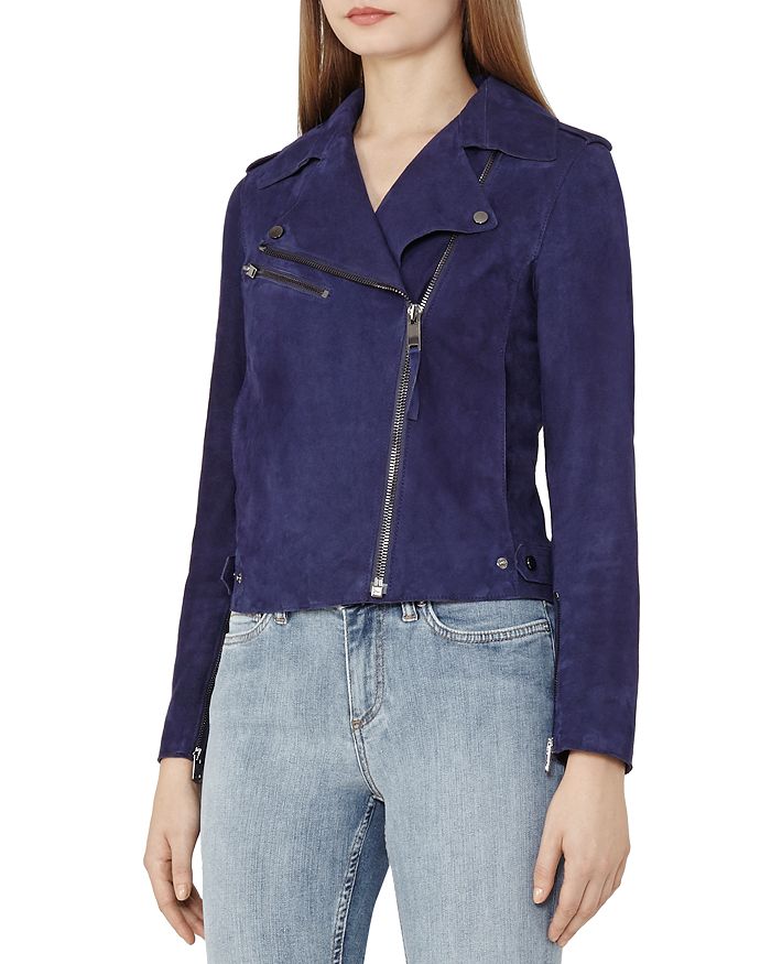 REISS Deni Suede Biker Jacket | Bloomingdale's