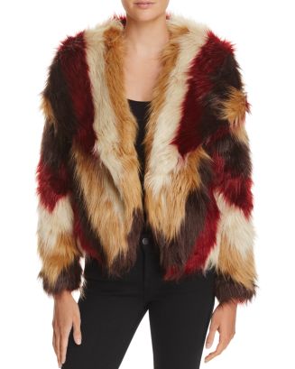CHASER Faux Fur Chevron Jacket | Bloomingdale's